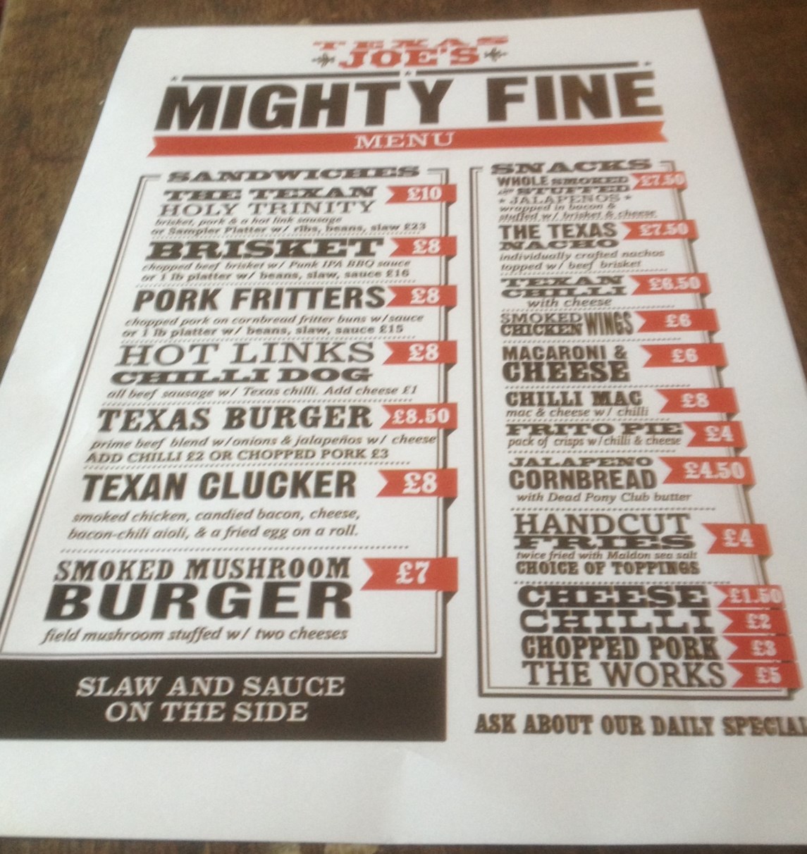 Menu at Brew Dog – The Nottingham Food Blog