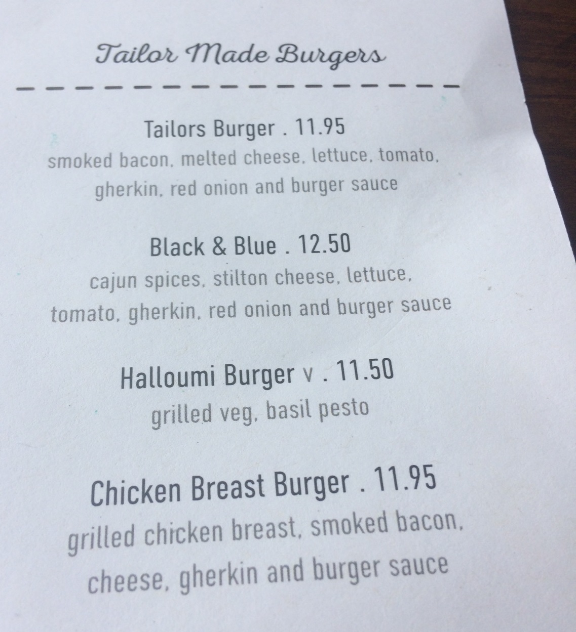 Burger Menu at Tailors Arms in Wilford – The Nottingham Food Blog