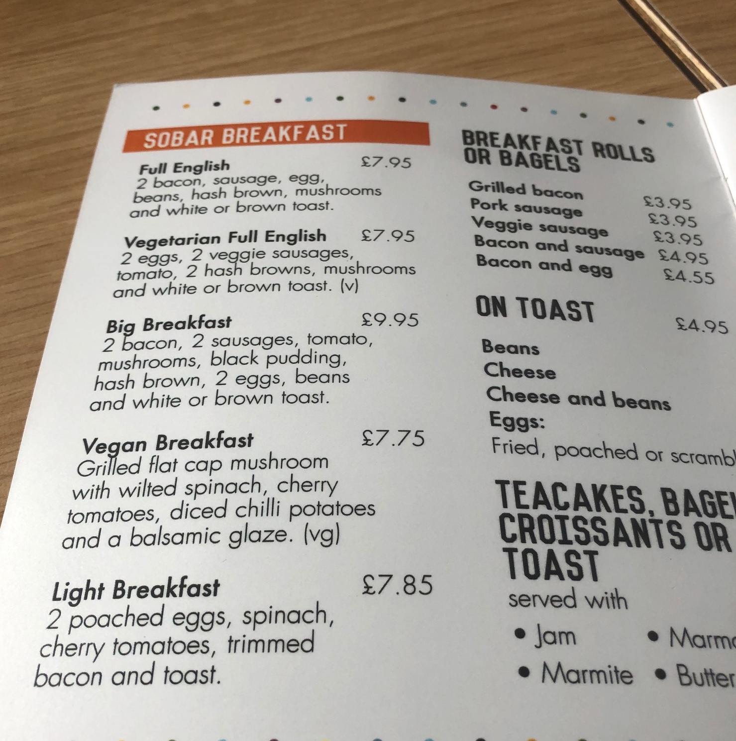 Breakfast Menu at Sobar – The Nottingham Food Blog