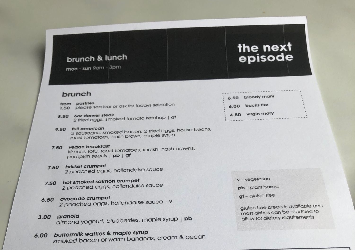 The Next Episode – Breakfast Menu – The Nottingham Food Blog