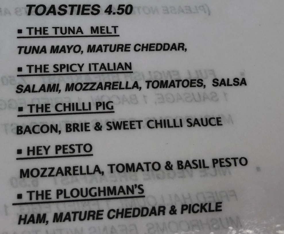 Toastie takeout Menu at Nice Pie – The Nottingham Food Blog
