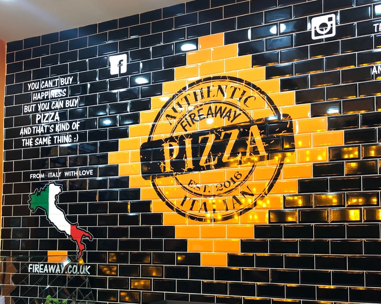 Fireaway Pizza Nottingham – Logo on Wall – The Nottingham Food Blog
