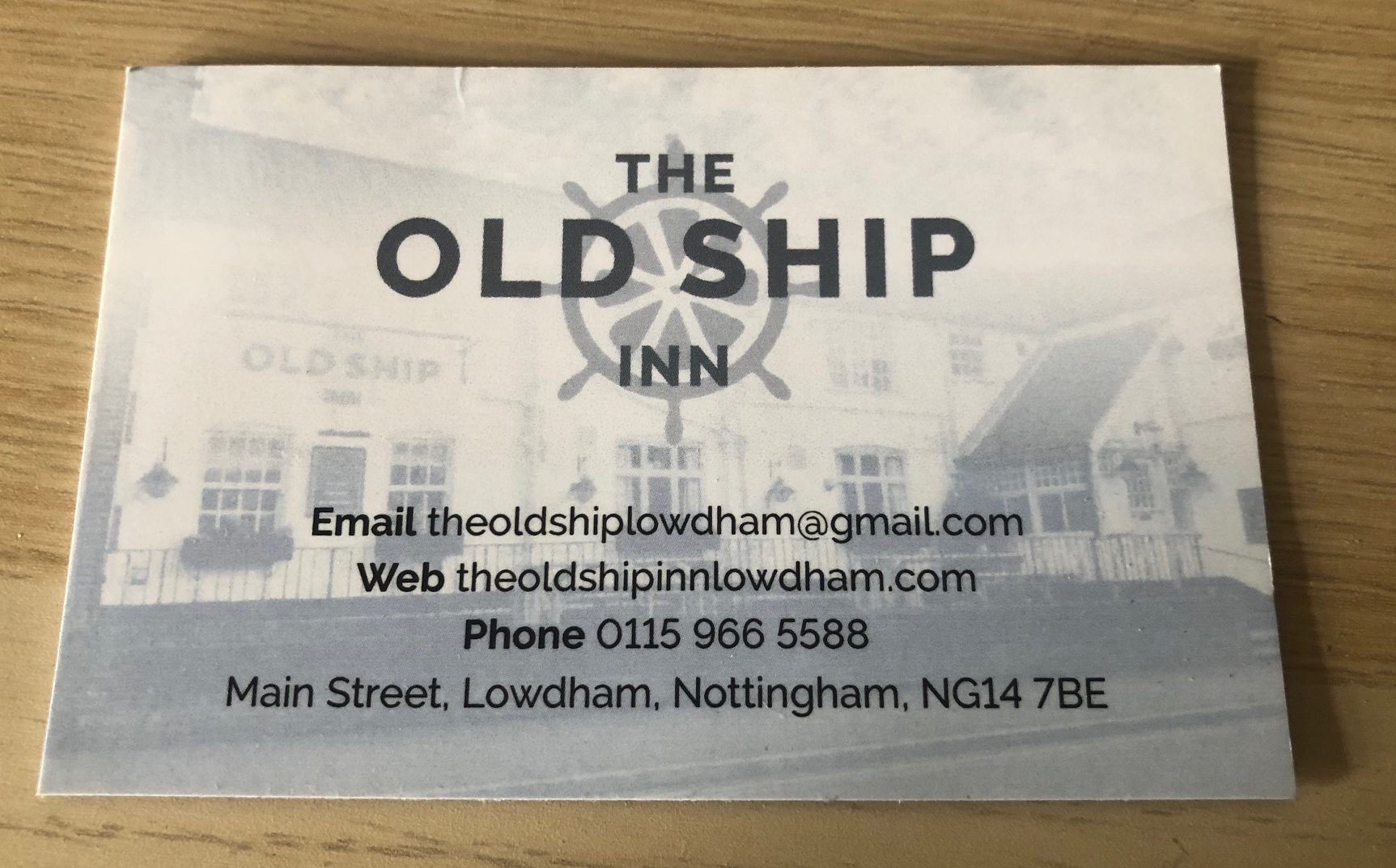 The Old Ship Inn – Contact Details Card – The Nottingham Food Blog