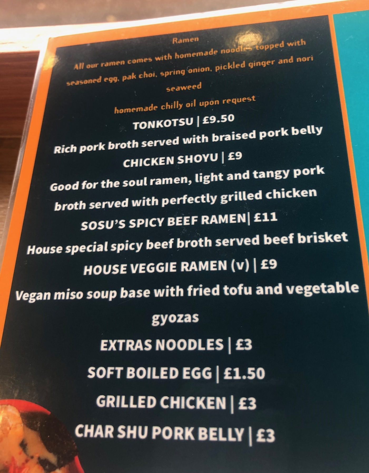 Ramen menu at Sosu – The Nottingham Food Blog