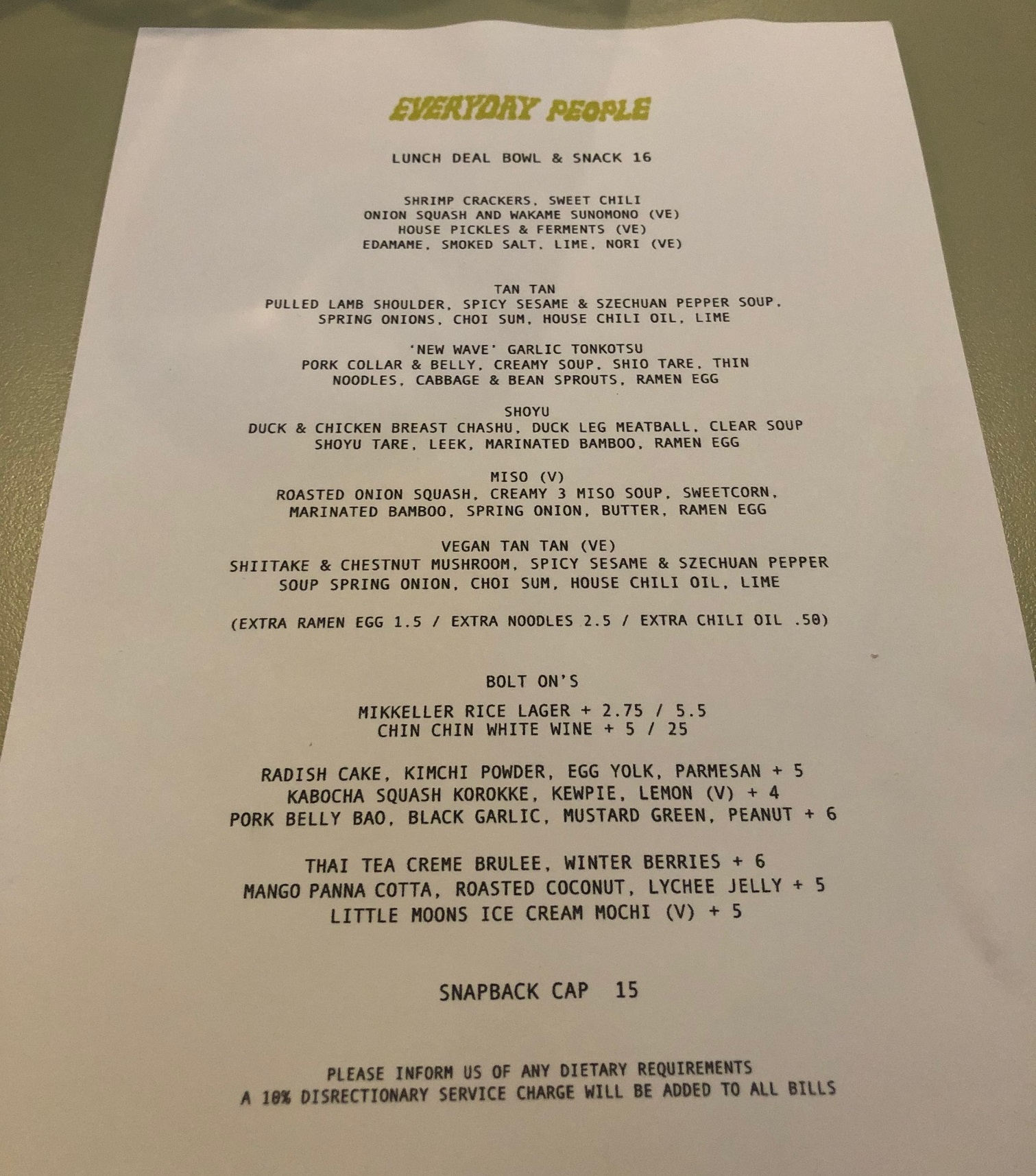 Everyday People in Nottingham – Lunch Menu – The Nottingham Food Blog
