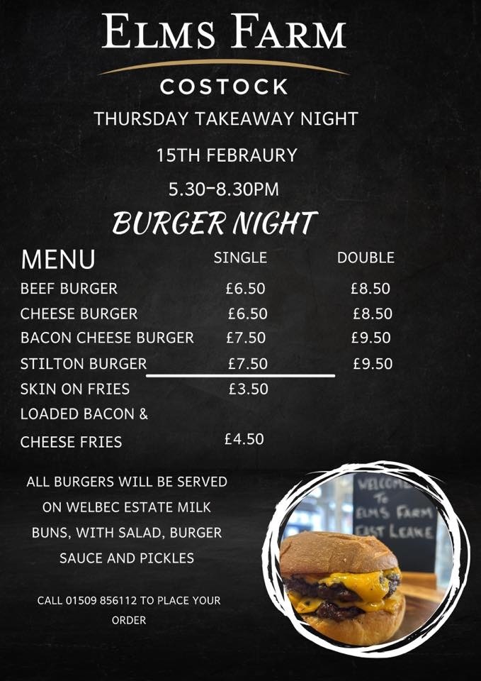 Elms Farm Shop Burger Night Menu – The Nottingham Food Blog