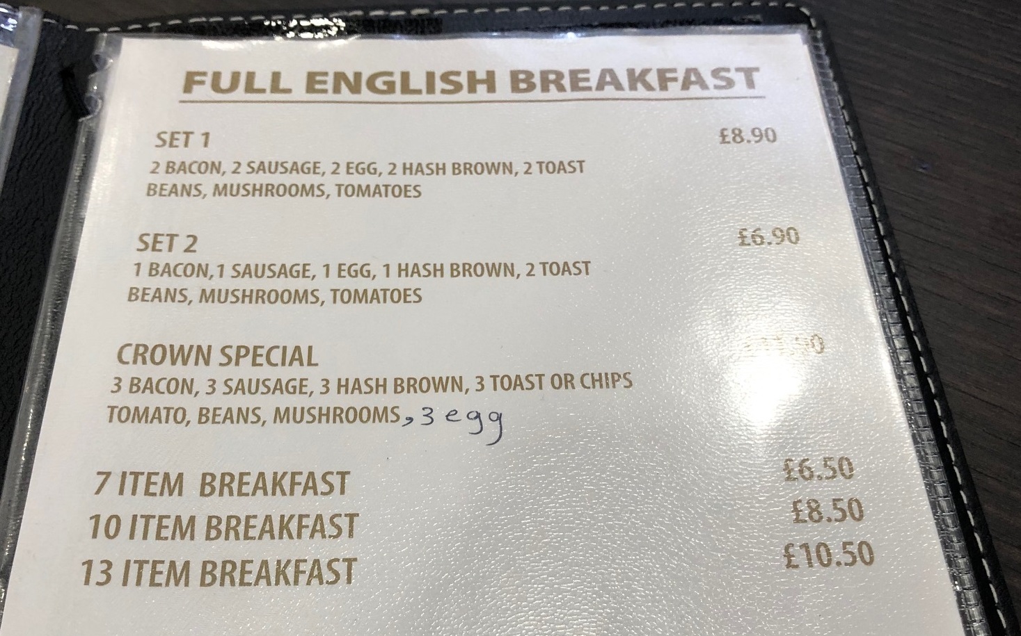 The Golden Crown Cafe – Full English Breakfast Menu – The Nottingham ...