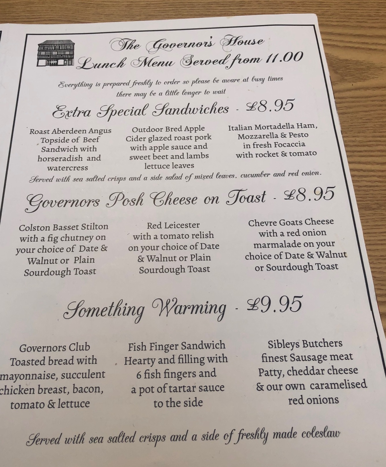 Governers House in Newark – Hot Sandwich Menu – The Nottingham Food Blog