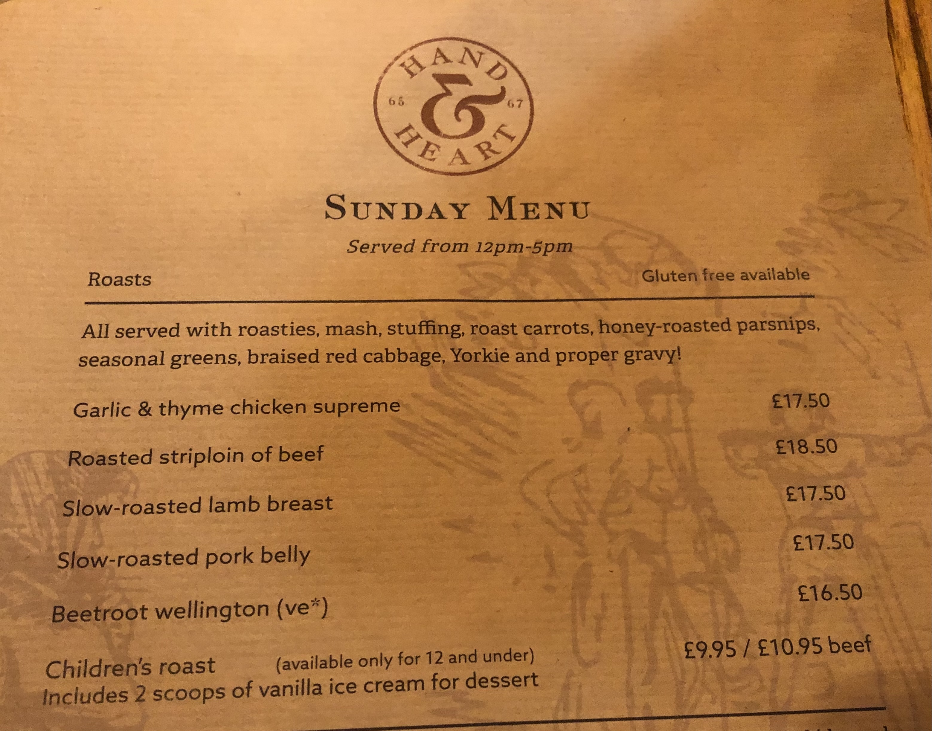 Hand & Heart Sunday Lunch – Menu – The Nottingham Food Blog