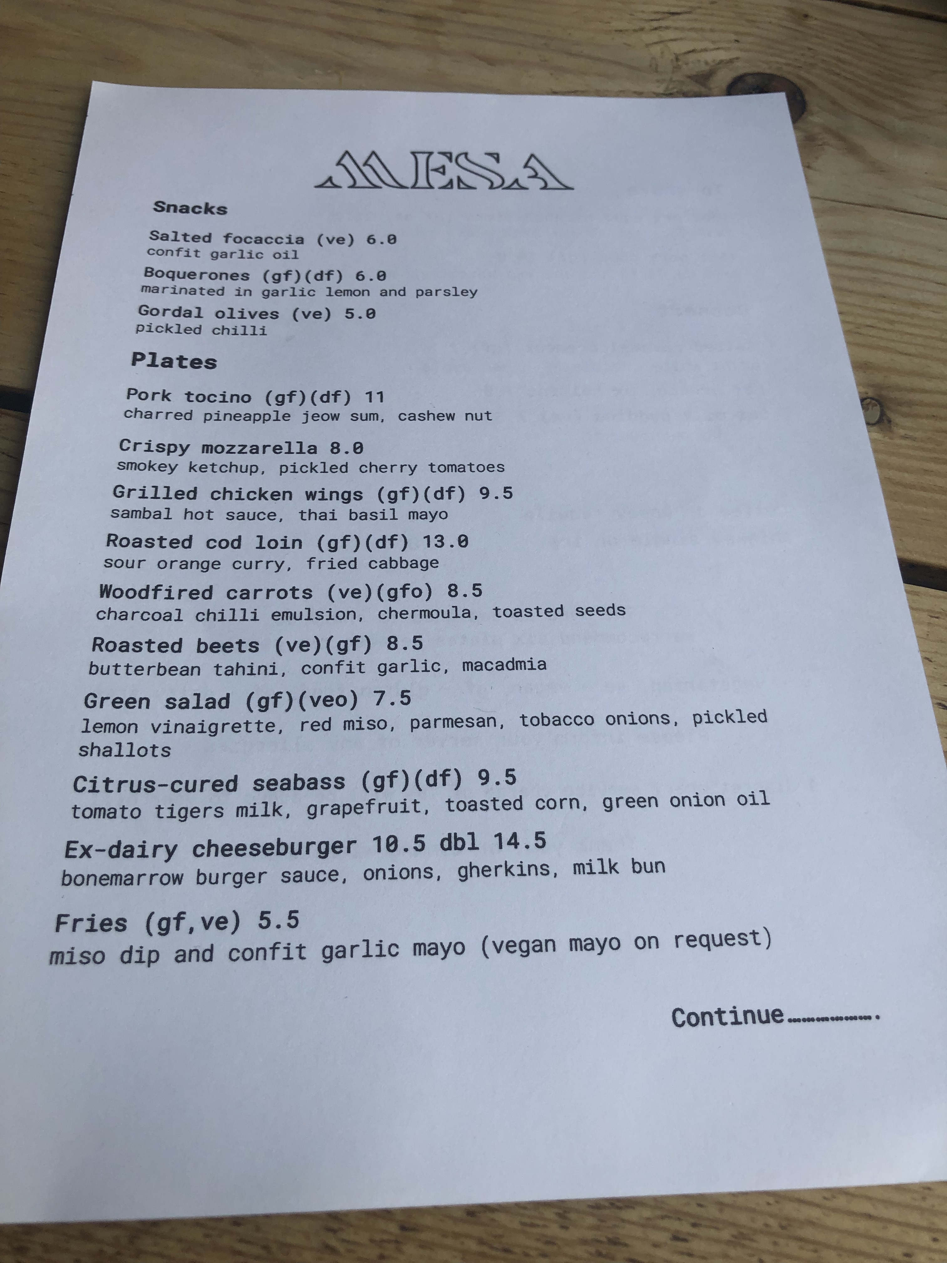 MESA Hockley – Menu – The Nottingham Food Blog